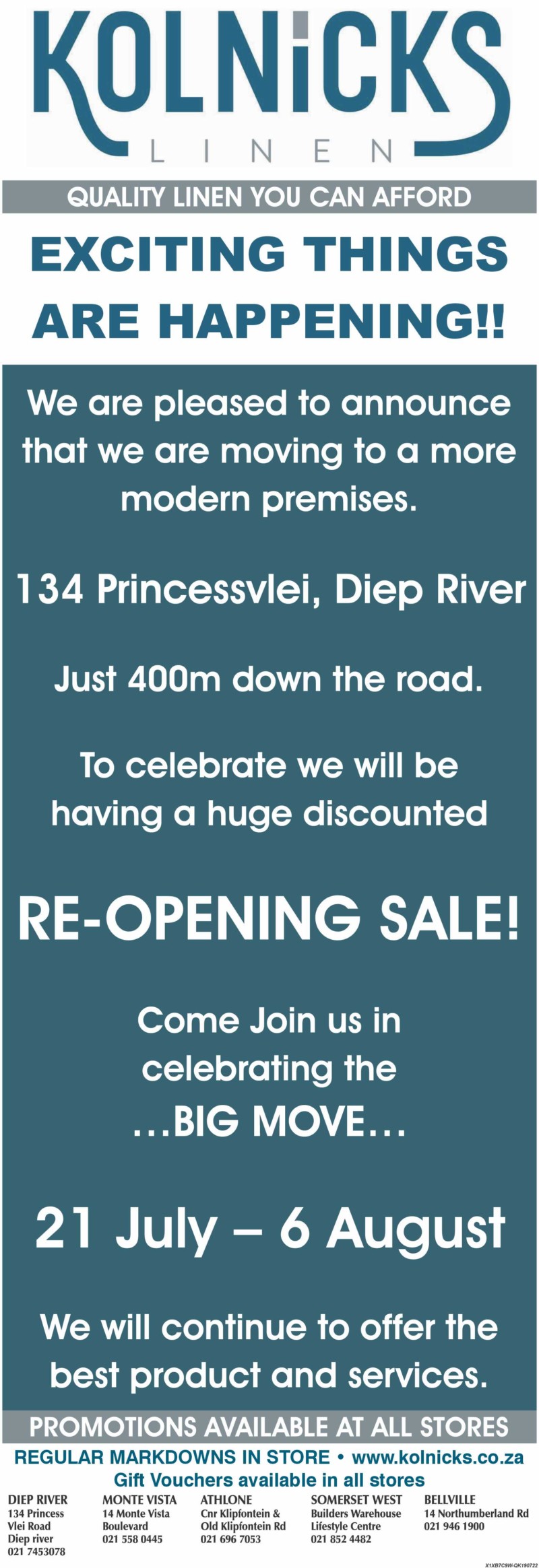 Kolnicks Linen - Diep River | Linen Factory shop | The A-Z of Factory Shops